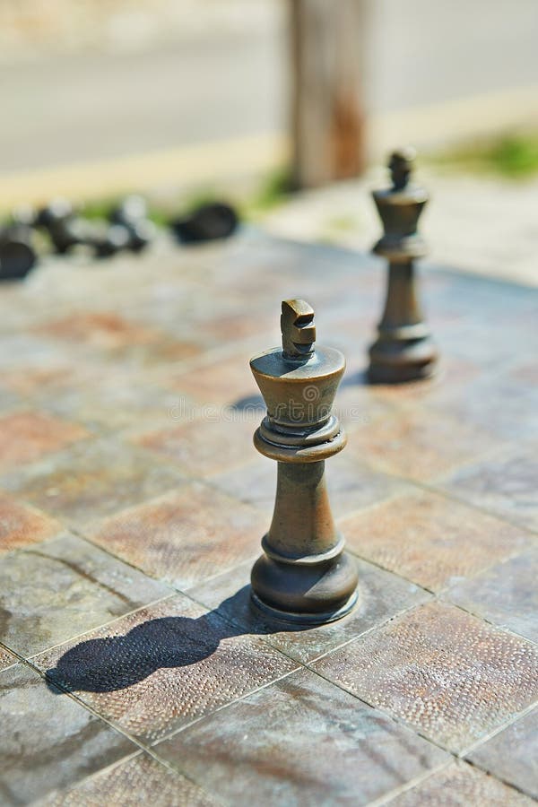 Metal Chess Pieces on a Metal Chessboard Stock Image - Image of ...