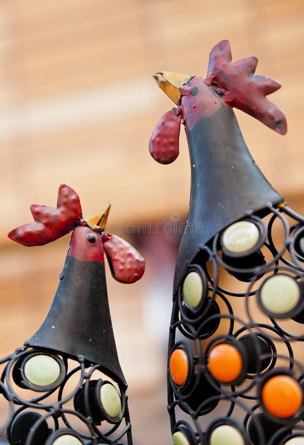 Metal Chicken in the Garden Stock Photo - Image of chicken, animal ...