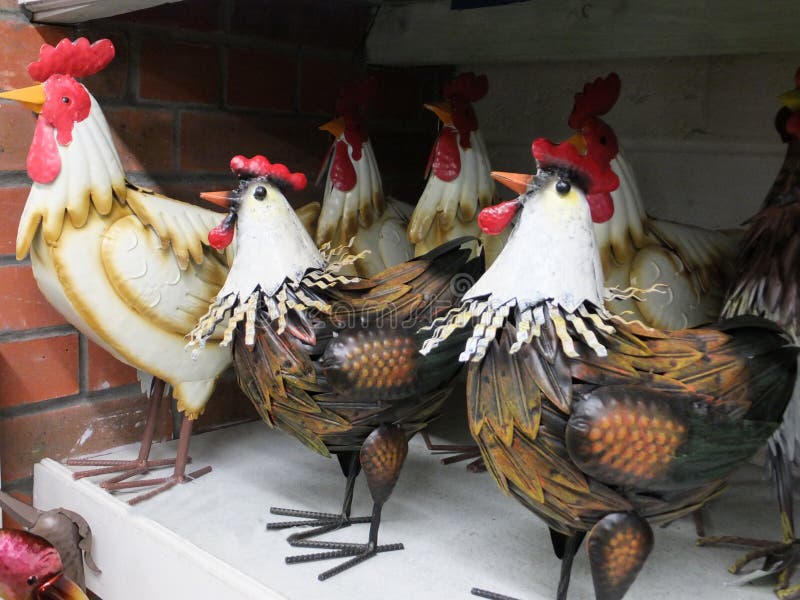 Metal chickens stock photo. Image of brown, farm, elegance - 170842874