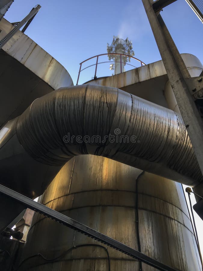 Metal Chimney and Flue Gas Ducts and Dust Collectors Stock Photo ...