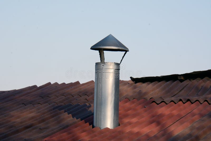 Metal Chimney and Part of Roof Stock Image - Image of house, silver ...