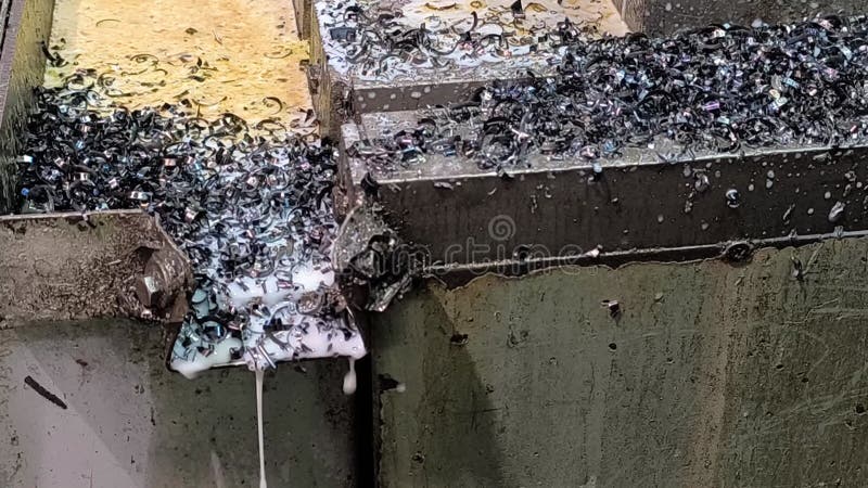 Metal Chips Falling from the Machine after Processing Stock Video ...