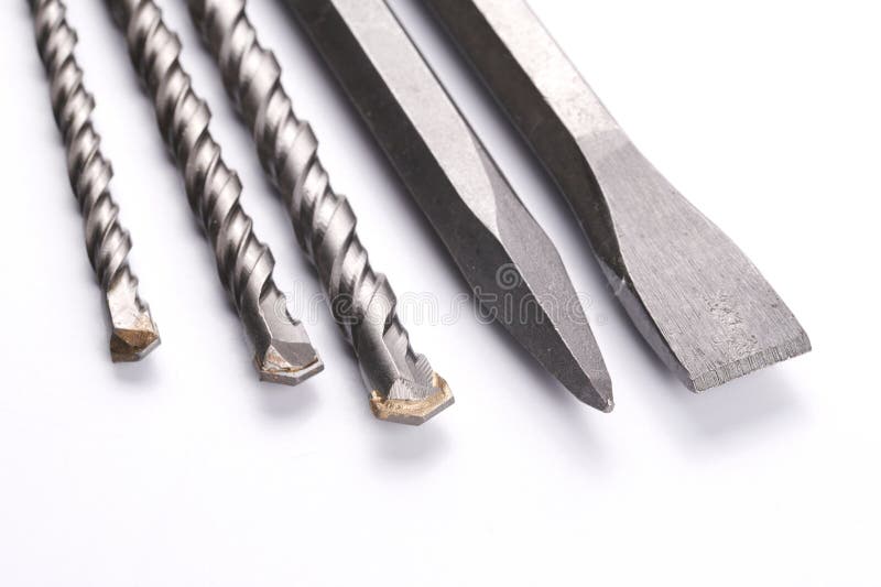 Metal Chisel and Drill Bits on Concrete for Perforator Stock Photo ...