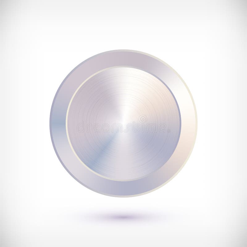 Chrome Circle Button Set. Metal Silver Round 3d Icons Vector ...