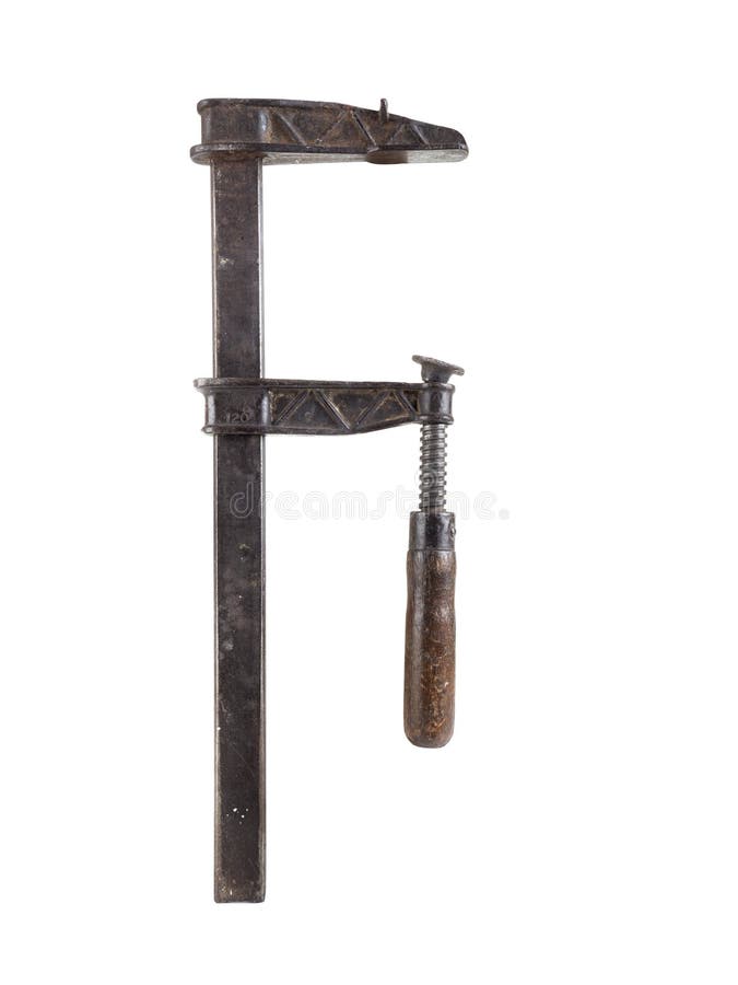 Metal Clamp Tools Carpenter Against Brick Wall for Production Furniture ...