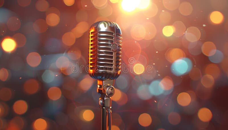 Metal Classic Microphone on Lights Background Stock Photo - Image of ...