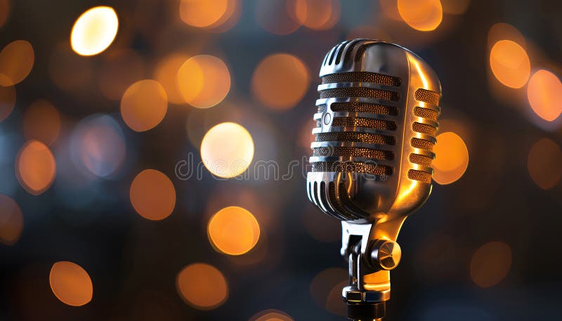 Metal Classic Microphone on Lights Background Stock Photo - Image of ...