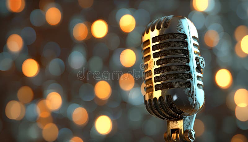 Metal Classic Microphone on Lights Background Stock Photo - Image of ...