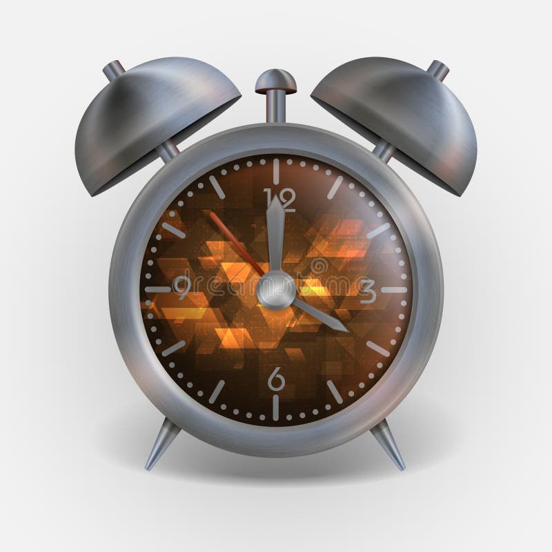 Metal Classic Style Alarm Clock. Stock Vector - Illustration of texture ...