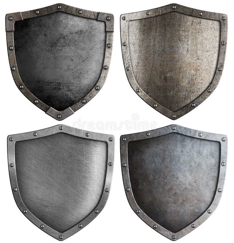 Metal Classical Shields Set . Mixed Media. Stock Illustration ...