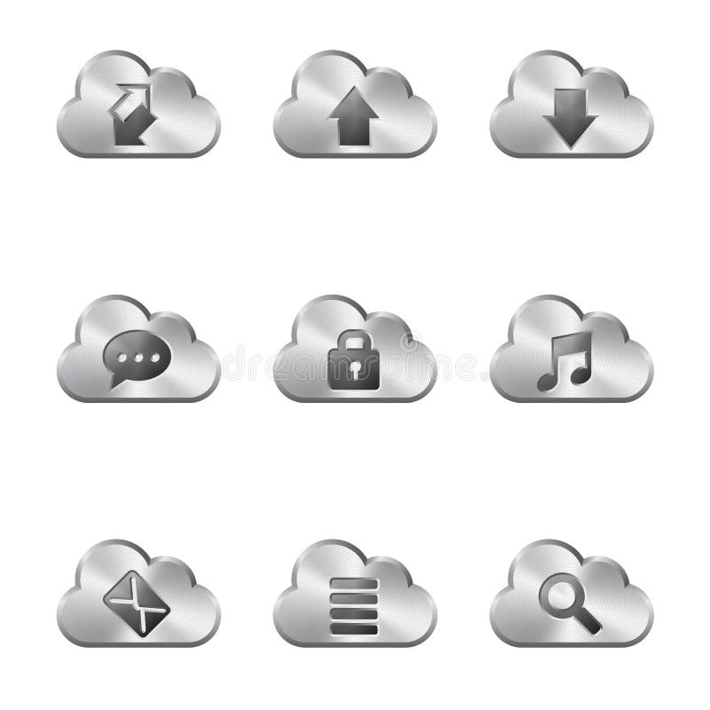 Metal Cloud Sharing Icons stock vector. Illustration of arrow - 56436753