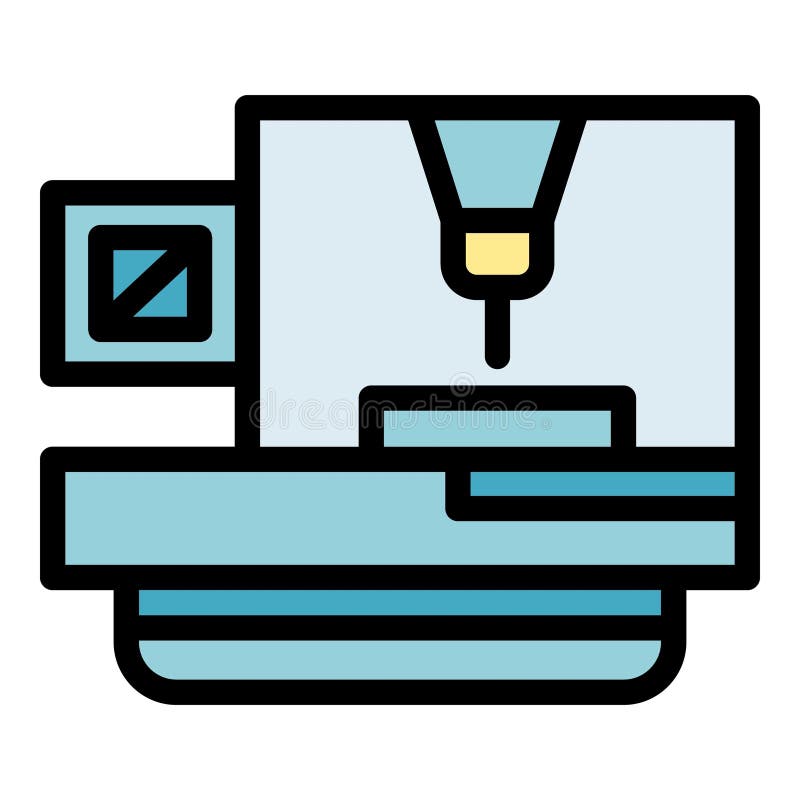 Metal Cnc Machine Icon Vector Flat Stock Vector - Illustration of ...