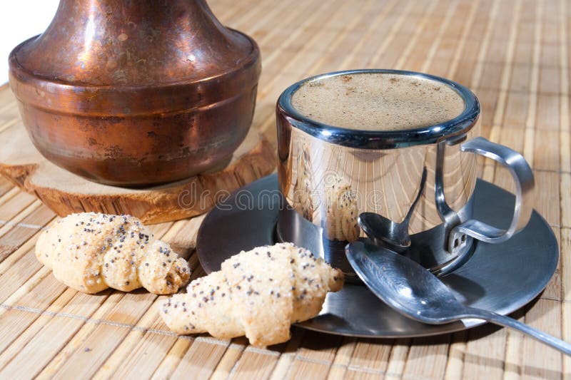 Metal coffee cup stock image. Image of biscotti, metal - 11782533