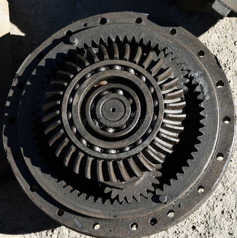 Metal Cog Gears Joining Together from Tractor Stock Image - Image of ...