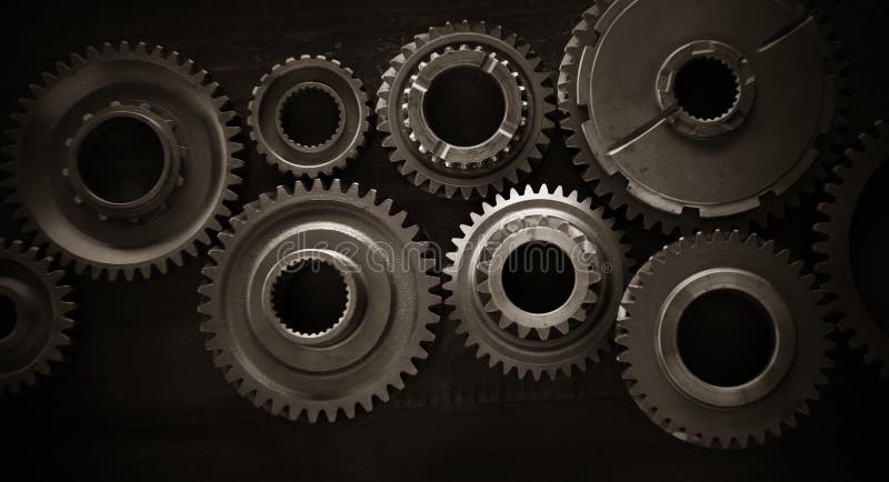 Assorted steel cogs stock image. Image of gearing, interlocking - 378905779