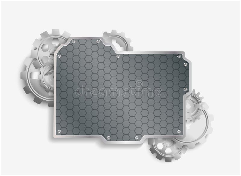 Metal Cogs Wheels with Steel Background Stock Vector - Illustration of ...