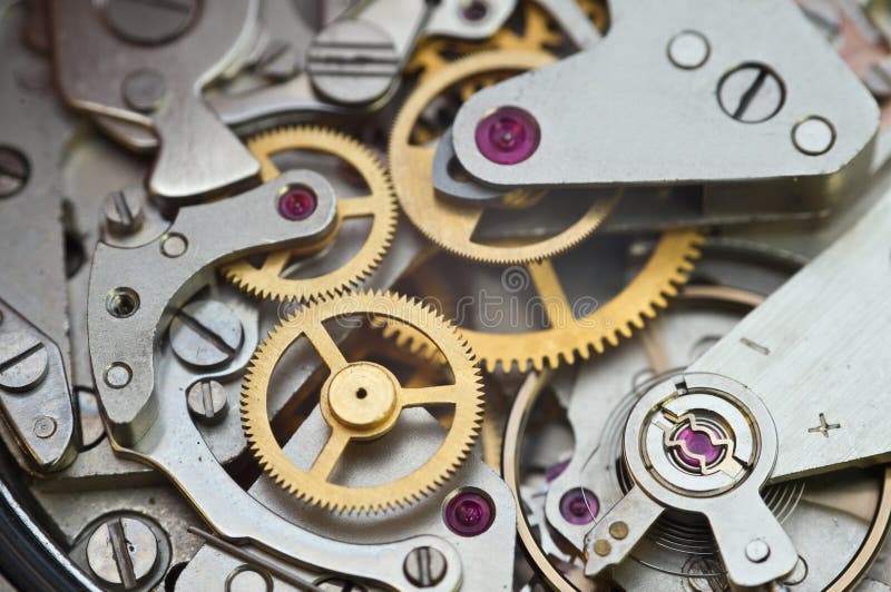 Metal Cogwheels in Clockwork, Concept Teamwork Stock Image - Image of ...