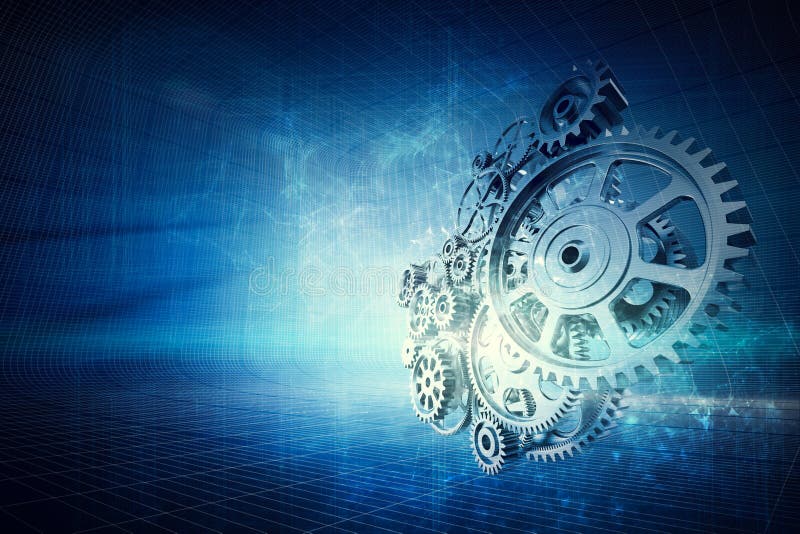 Metal Cogwheels on Futuristic Background Stock Illustration ...