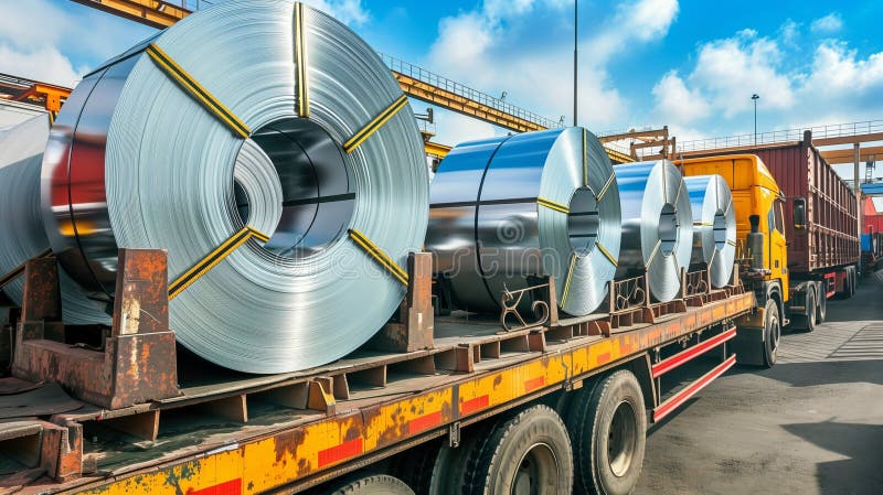 Metal Coil Transportation at Industrial Site Stock Illustration ...