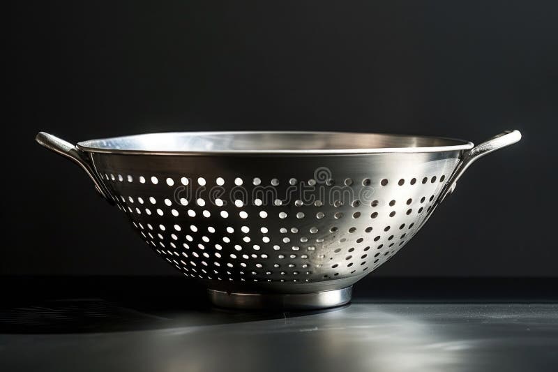 A Metal Colander Sits on Top of a Table, Ready for Use in Cooking or ...