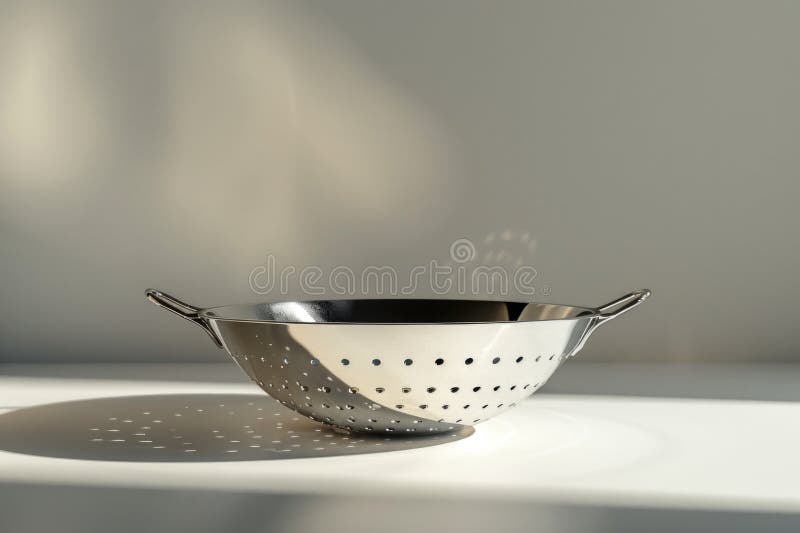 A Metal Colander Sitting on a Kitchen Counter Stock Photo - Image of ...