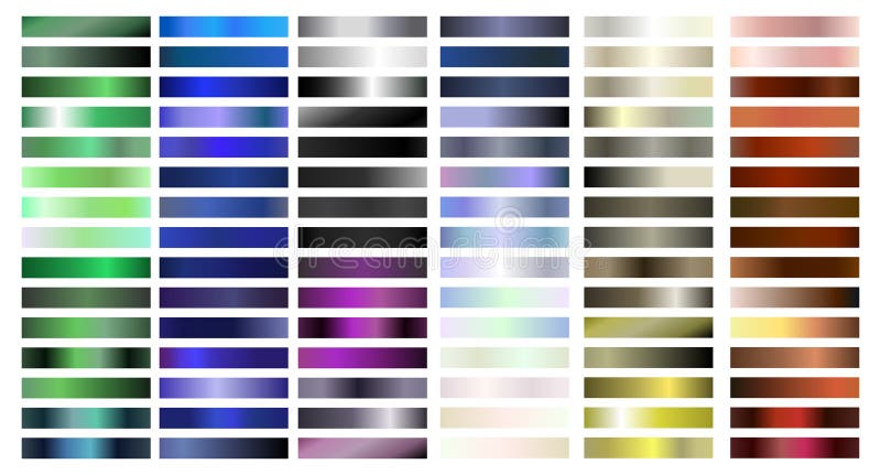 Metal and Color Gradient Collection of Swatches Stock Vector ...