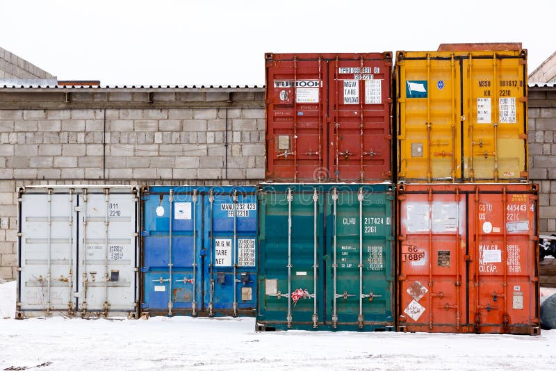 Metal Colored Containers for the Transport of Goods Editorial Photo ...