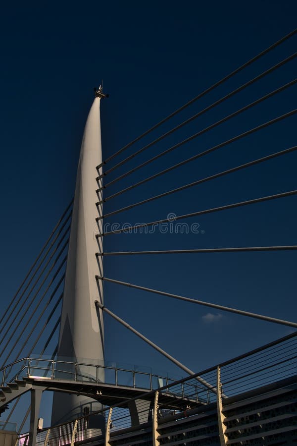 A Metal Column of a Big Bridge Which Fixed with Thick and Strong Ropes ...
