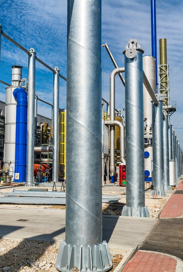 Metal Columns in Industrial Construction Plant Stock Photo - Image of ...