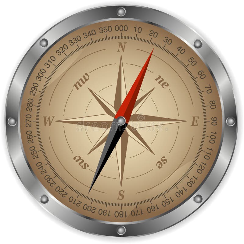 Metal compass stock vector. Illustration of plan, closeup - 8071388