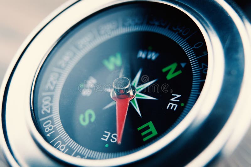 Metal compass in close-up stock photo. Image of object - 208258714