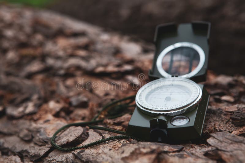 Metal compass in close-up stock photo. Image of business - 254266612