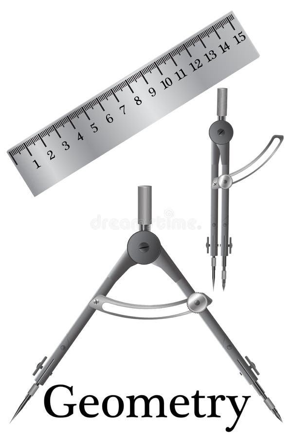 Metal Compasses for Use in Drawing Work and Geometry Lessons Stock ...