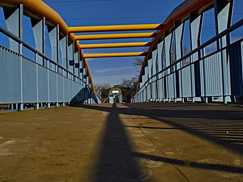 Metal Concrete Pedestrian Bridge in the City Stock Photo - Image of ...