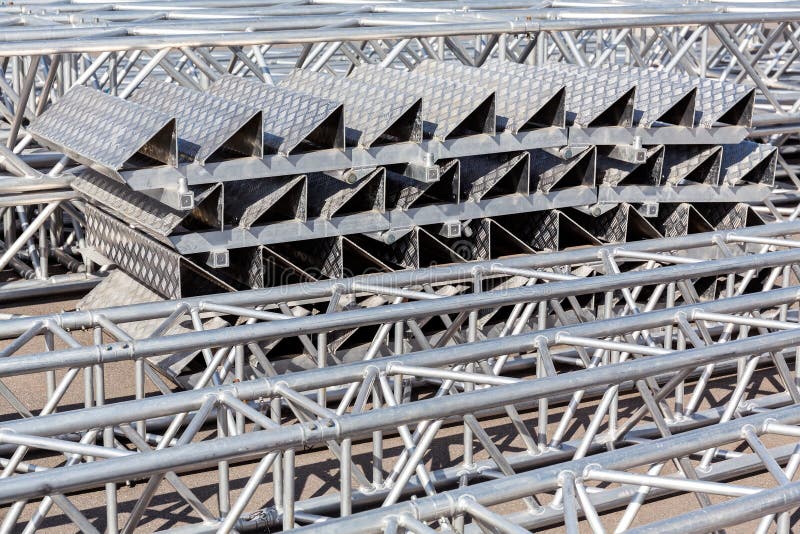 Metal Trusses For Mounting The Stage Stock Image - Image of rust, pile ...