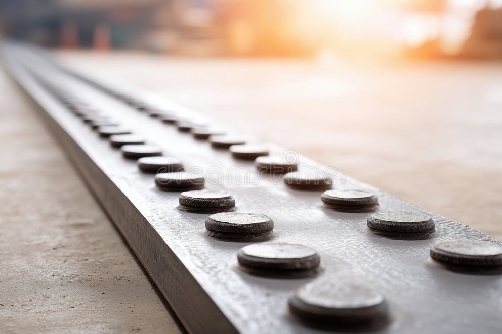Metal Construction Beam with Industrial Rivets in Warm Lighting for ...