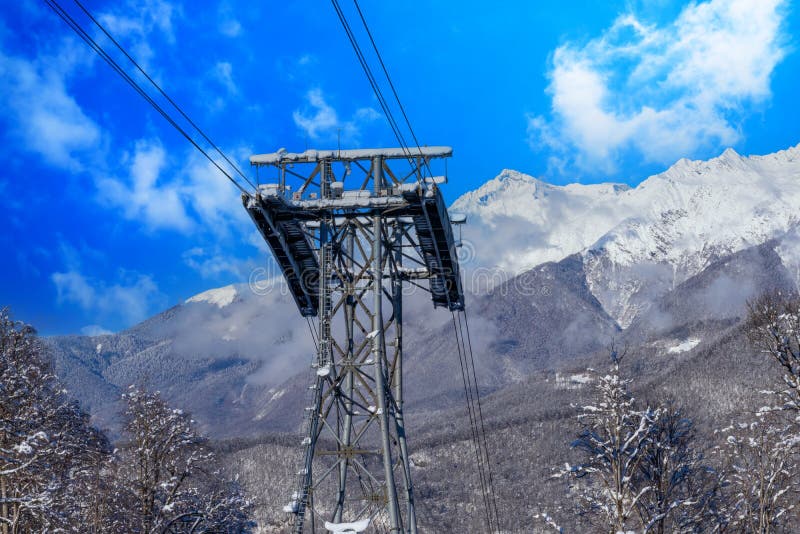 Metal Construction of Cable Car Lift Stock Image - Image of fira ...