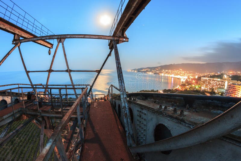 Metal Construction at Night City Landscape Stock Image - Image of dusk ...