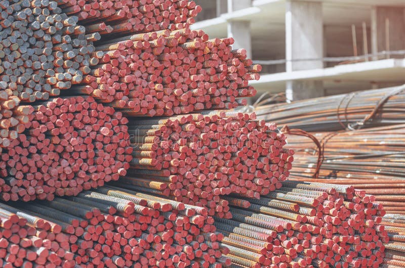 Metal Construction Reinforcement in Stacks at Construction Stock Photo ...