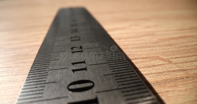 Metal Construction Ruler in Millimeters on Table Stock Video - Video of ...