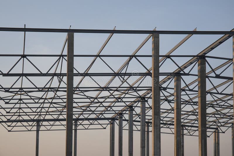 Metal Construction Site, Steel Structure is Under Construction Stock ...