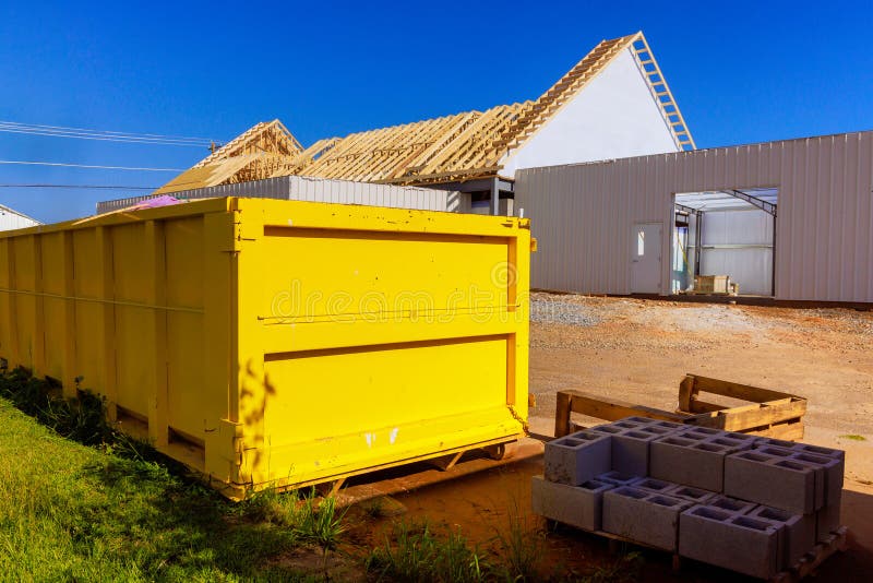 Metal Container Dumpsters for Waste during Construction at a ...