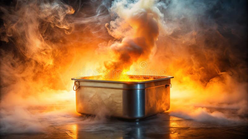 A Metal Container Filled with Glowing Embers and Thick Smoke, Creating ...