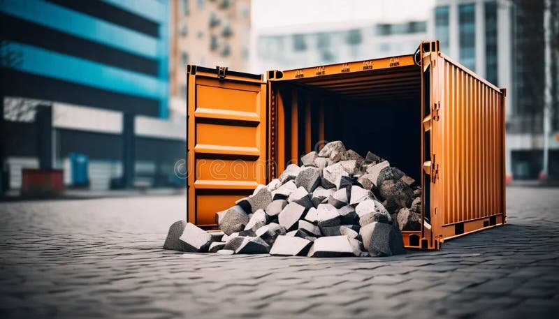 Metal container for rubble stock illustration. Illustration of ...