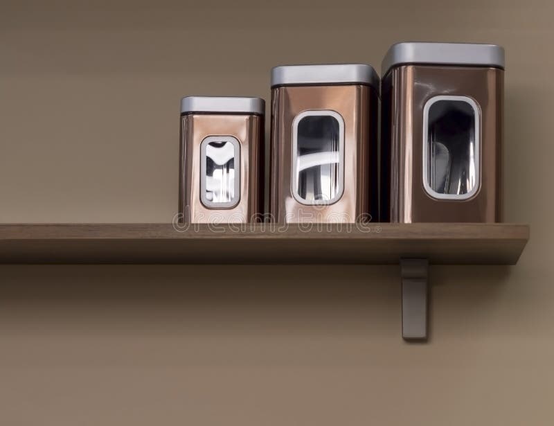 Metal Containers for Bulk Products in Kitchen. Stock Photo - Image of ...