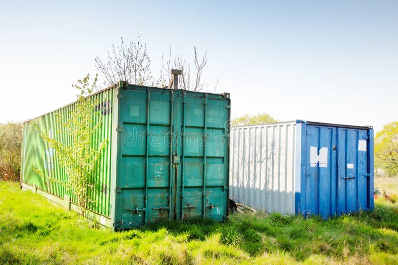 Metal Containers in a Field Stock Photo - Image of industry ...