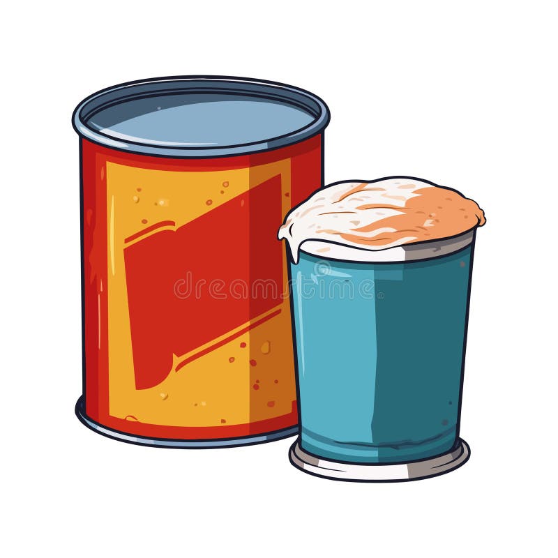 Metal Containers Hold Liquid Refreshment for Dessert Stock Vector ...
