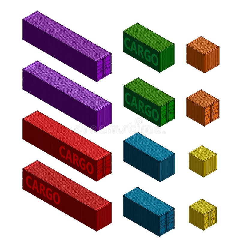 Metal Containers for Transportation Set Stock Vector - Illustration of ...