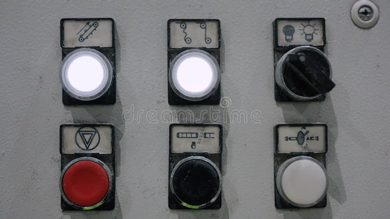 Metal Control Panel with Many Lights, Closeup Stock Video - Video of ...