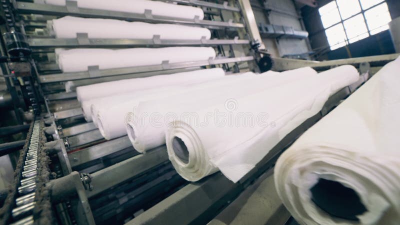 Metal Conveyor is Transporting Long Paper Rolls Stock Video - Video of ...